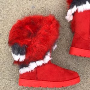 Shoes | New Womens Red Mid Calf Furry Cozy Winter Boots | Poshmark